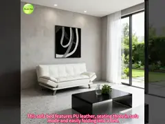 China Modern PU Leather Foldable Sofa Bed For Living Room Saving-Space 3 Seater Sofa Convertible  Sleeping Sofa Bed for sale