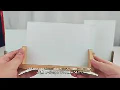 Cornice fotografica in vetro sublimato di tavolino resistente con base in legno a forma di U