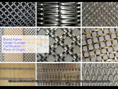 SS304 Decorative Woven Grilles Brass Strip Mesh Panels  for Cabinet Doors