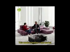 China Purple Leather Angled L Shaped Sectional Sofa 80 X 80 8 Piece Reversible for sale