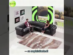 China Sophisticated Button - Tufted Leather Lounge: Luxe Feel, Curved Silhouette – Enhance Home Aesthetic for sale