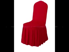 China Polyester Wedding Pleated Skirt Chair Ruched Red White Banquet Hall Dining for sale