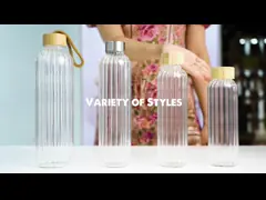 China IKOO BPA-Free Reusable Glass Water Bottle with Leak-proof Airtight Lid and Dishwasher Safe Borosilicate Glass Bottle for Gym and Office for sale