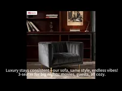 China Modern Antistatic Velvet Vertical Channel Tufted Sofa Sets For Reception Room for sale