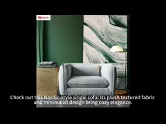 China Nordic Style Teddy Fabric Single Seater Upholstered Sofa for Apartment Use for sale