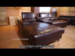 9114Smart White Leather Sectional: Built-in Speakers, Charging Ports – Ultimate Entertainment Hub