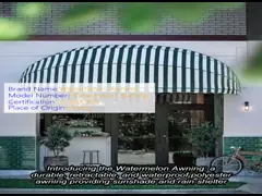 China Hot Sell Aluminum High Quality Retractable Watermelon Awning  And Door Decorative Awning for sale