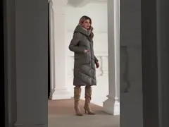 視聴：防風ユニセックスウィンターコート 厚手寒冷冬コットンオーバーコート 女性用ショーケース