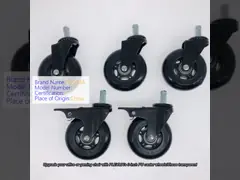 3 Inch 75mm Polyurethane PU Transparent Black Cool Office Chair Smooth Running Noiseless FloorProtected Caster Wheels Transparent Universal Wheels Gaming Chair Wheels Silent Wear-resistant