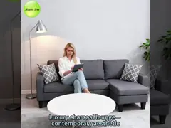 1798  Luxury Charcoal Fabric Lounge: Contemporary Aesthetic, Durable Weave – Top Pick for Urban Chic
