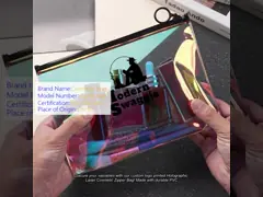 China Holographic Laser Zipper Bag with Custom Logo Printing for Cosmetics and Jewelry Packaging - PVC Material 650mm Width for sale