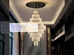 Crystal Modern Staircase Chandelier Lighting , Custom Large LED Pendant Light Fixtures