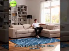 1780  Luxury Beige Fabric Lounge: Metro Aesthetic, Durable Weave – Top Pick for Stylish Urban Homes