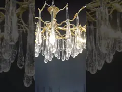 China H65 Copper Body Art Glass Maple Leaf Pendant Chandelier Lights Modern ISO9001 for sale