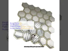 China Gold-Edged Mixed Silver Brushed Hexagonal Mosaic Stainless Steel  Waterproof & Rust-Resistant  for Indoor & Outdoor Construction for sale