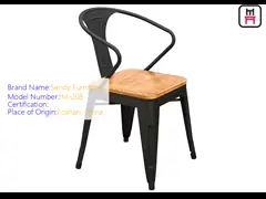 China Tolix Arm Metal Restaurant Chairs Wood Seats Commercial Outdoor Furniture  for sale