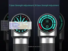 Pistola da massaggio in fibra di carbonio silenziosa 5 livelli 4 teste Pistola da massaggio a batteria