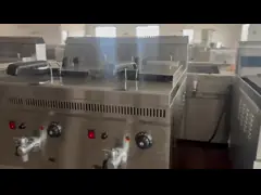China OEM Stainless Steel Commercial Grade Gas Fryer Twin Tank With Safety Valve for sale
