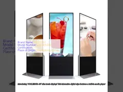 43 Inch Indoor Slim Digital Sign Touch Display With Built-in Media Player , Floor Interactive Information Display Screen