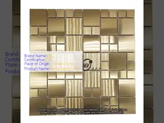 201 304  Gold Stainless Steel MosaicSquare Background Decorative Sheet Good Quality Modern Style 3D Metal Wall Tiles