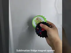China Sublimation Magnetic Bottle Opener With Aluminum Sheet Custom Logo Round Plastic Bottle Opener Fridge Magnet Blanks for sale