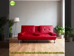 China Space Saving Multifunctional 2 Seater Sofa Bed Settee PU Leather With Cup Holder for sale