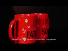 China 8*8 Cm 9.5 Cm H 330 Ml Father's Day Mugs With Silver Glitter Pet Paws And Decal Fired For Gift Shop. for sale
