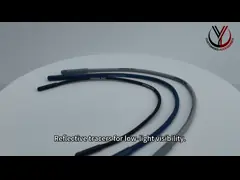 A Closer Look: Clothes Black Flat Cotton Tape Ribbon Cord With Both Ends Silicone Drops