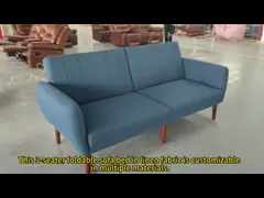 China Minimalist Style 3 Seater Linen Fabric Sofa Space-Saving Living Room Furniture Convertible Sleeping Foldable Sofa Bed for sale