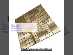 China Factory Price New Design   Gold Metal   Brushed   Stainless Steel Mosaic Wall Tile For Hotel  Bar Room for sale