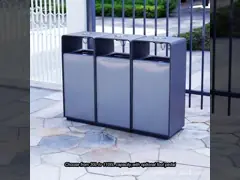 Dual-Bin Outdoor Stainless Steel Trash Can - Classified Sanitation Waste Bin