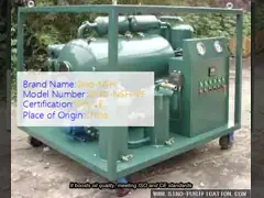OD 25mm 1200L/H Vacuum Oil Purifier 15KW Heating Remove Impurities