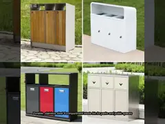 Outdoor 4-Compartment Stainless Steel Sorting Waste Bin - Commercial-Grade Sanitation Litter Bin for Scenic Areas, Parks & Public Spaces