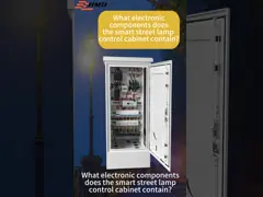What electronic components does the smart street lamp control cabinet contain?