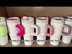 Stainless Steel Insulated 14oz Sublimation Handle Car Cup Portable Sublimation Travel Mug With Straw