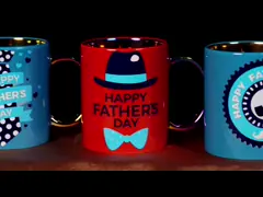China 330 Ml Father's Day Mugs With Electroplating、decal Fired And Golden Or Rainbow Color Commemorative for sale