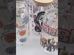 Sublimation Glass Coke Cup With Bamboo Lid And Straw Glass Cold Drink Cup High Borosilicate Glass Coated Transparent Glass Cup Set Sublimation Glass Mason Jar