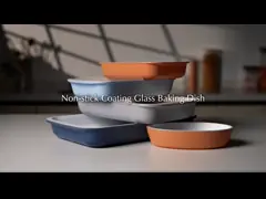 China IKOO Baking Dishes Pans Color Glass Non-Stick Glass Bakeware Set Glass Baking Dish Set Glass Casserole Baking Pan for Oven for sale