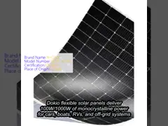 Dokio 100W 1000W Monocrystalline Flexible Solar Panel for Car Boat RV Marine Off Grid Power Free Shipping US Stock