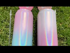 Stylish 16oz Sublimation Glass Cup With Diamond Lid And Straw Frosted Mason Jar Sublimation Coke Can