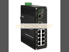 Hardened Industrial Ethernet Switch 8 Port SFP Gigabit 2 Fiber Port Compliant with IEEE8023at DIN Rail Mount