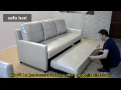 China Modern PU Leather 3 Seater Living Room Sofa Convertible Sleeping Pull Out Sofa Bed Space-Saving For Small Apartment for sale