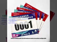 Скрин-печать персонализированных номеров биб в материале Tyvek с высокой видимостью