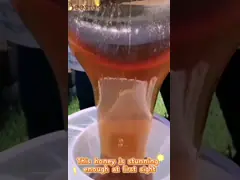 A Closer Look: High-quality honey like a golden waterfall