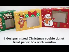 China Christmas Window Gift Box Set Snowman Santa Gingerbread Patterns Clear Viewing Windows Multi Size Present Boxes for sale