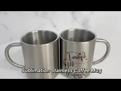 China Sublimation Coffee Mugs With Handle Stainless Steel Double Wall Sublimation Camping Mug for sale