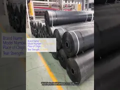 Resistencia a la punción 20N Revestimiento de geomembrana de HDPE que ofrece un alargamiento a la rotura del 700 por ciento y una resistencia al desgarro de 25KN por metro