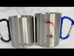 China Sublimation Stainless Steel Cup Custom Printing Blank Stainless Steel Mountaineering Buckle Handle Sublimation Cups for sale