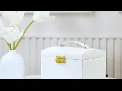 China PU Leather 3 Layer Jewelry Box with Mirror Large Capacity Storage Organizer 18 × 15 × 14 cm for sale