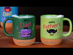 China Father's Day Mugs Ceramic 380 Ml With Decal Fired plastic Lid And Cork Base Designed For Souvenir Shops for sale